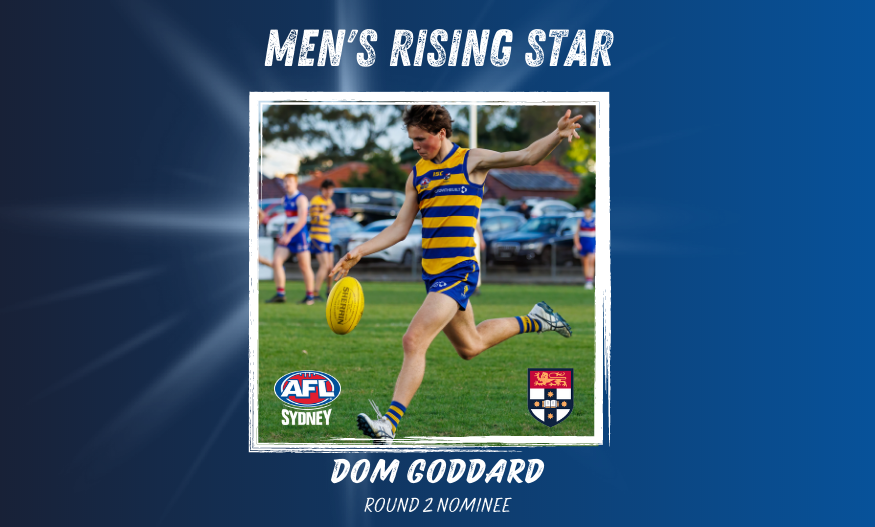 Meet our Round Two Men's Rising Star Nominee, Dom Goddard: - AFL Sydney
